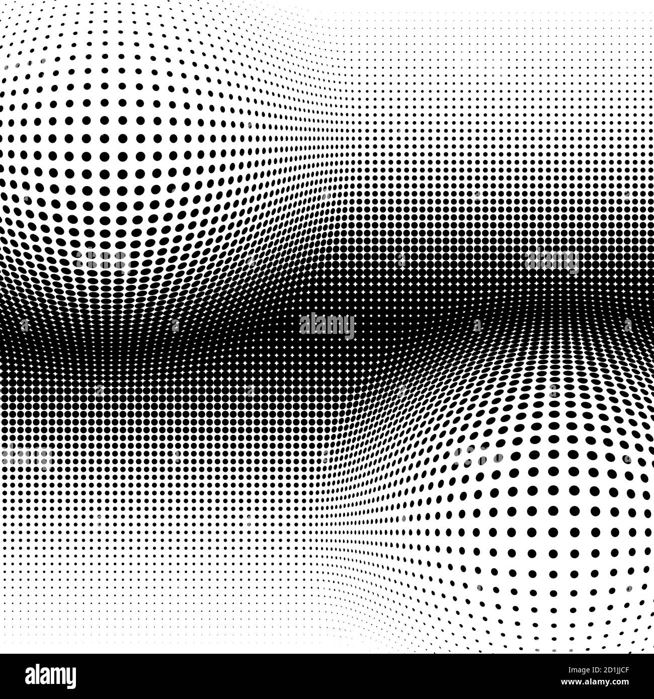 Spherical distortion halftone dots element. Orb, ball deform on bulge ...