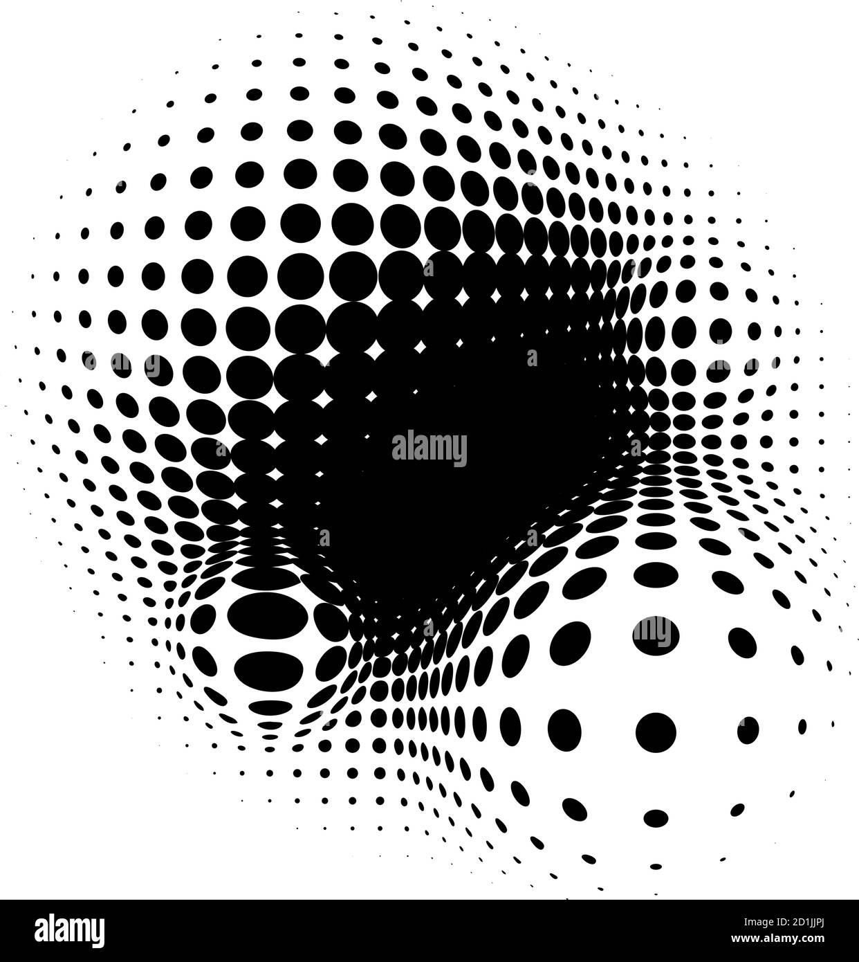 Spherical distortion halftone dots element. Orb, ball deform on bulge ...