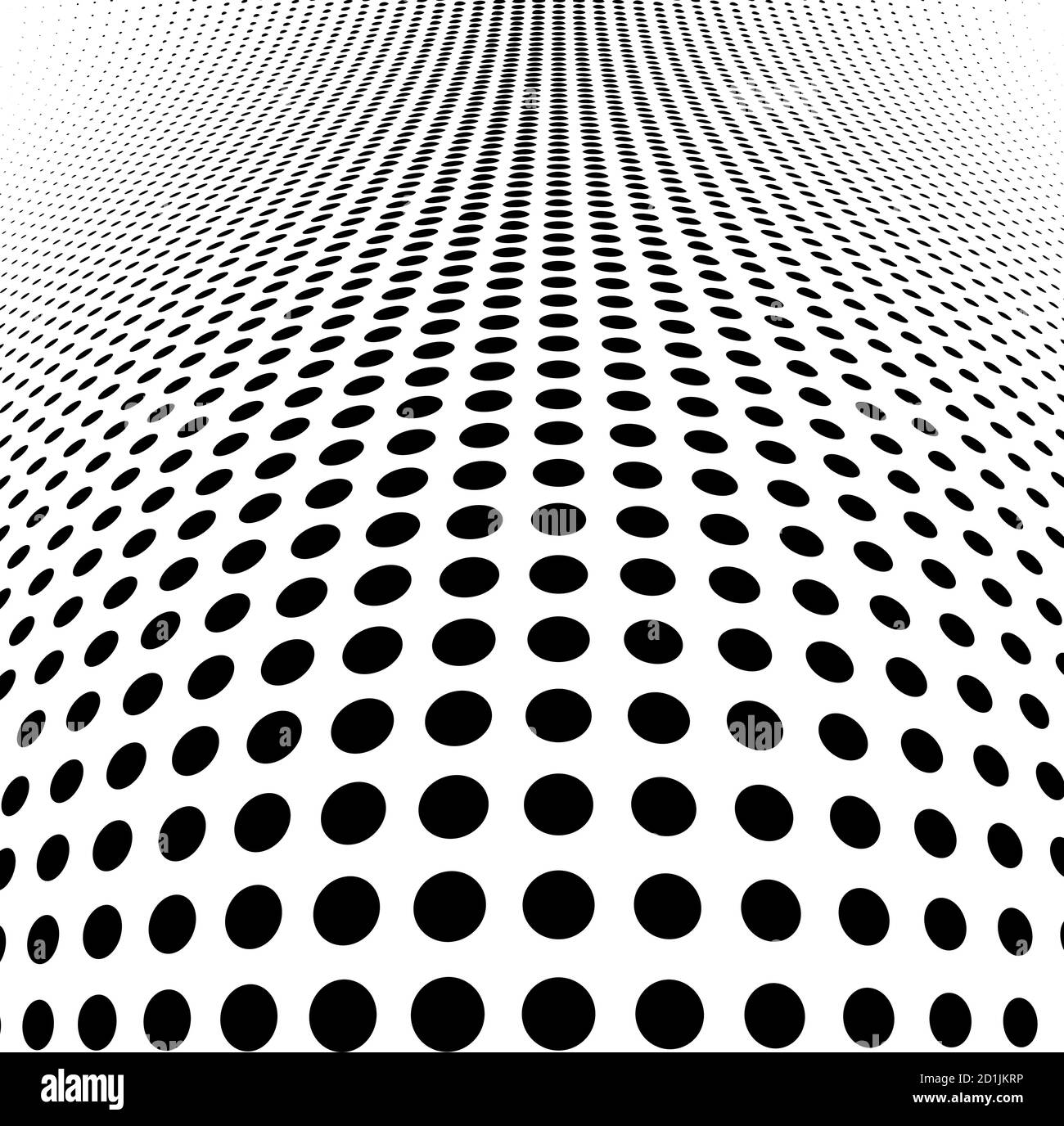 Spherical distortion halftone dots element. Orb, ball deform on bulge ...