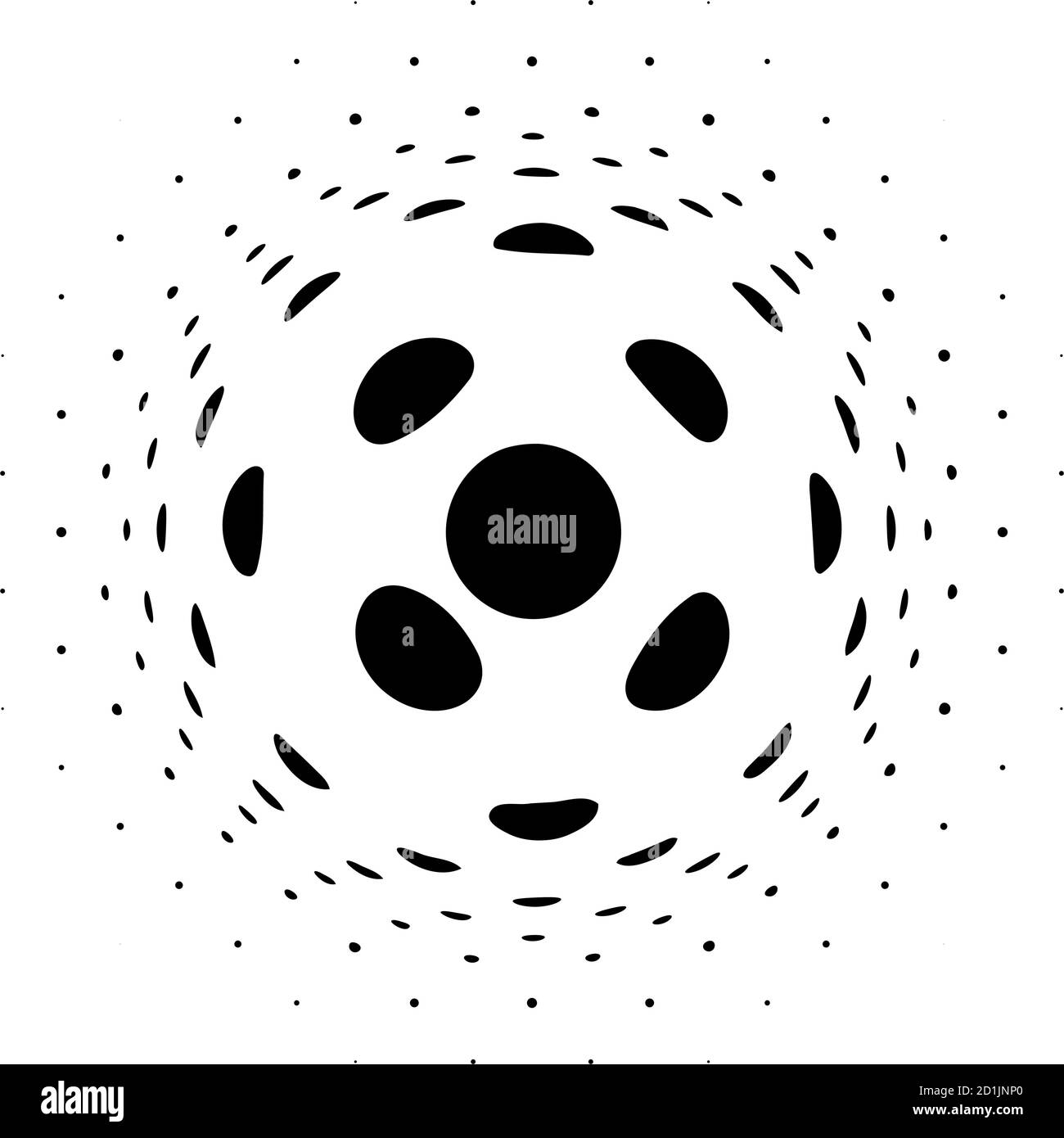 Spherical distortion halftone dots element. Orb, ball deform on bulge ...