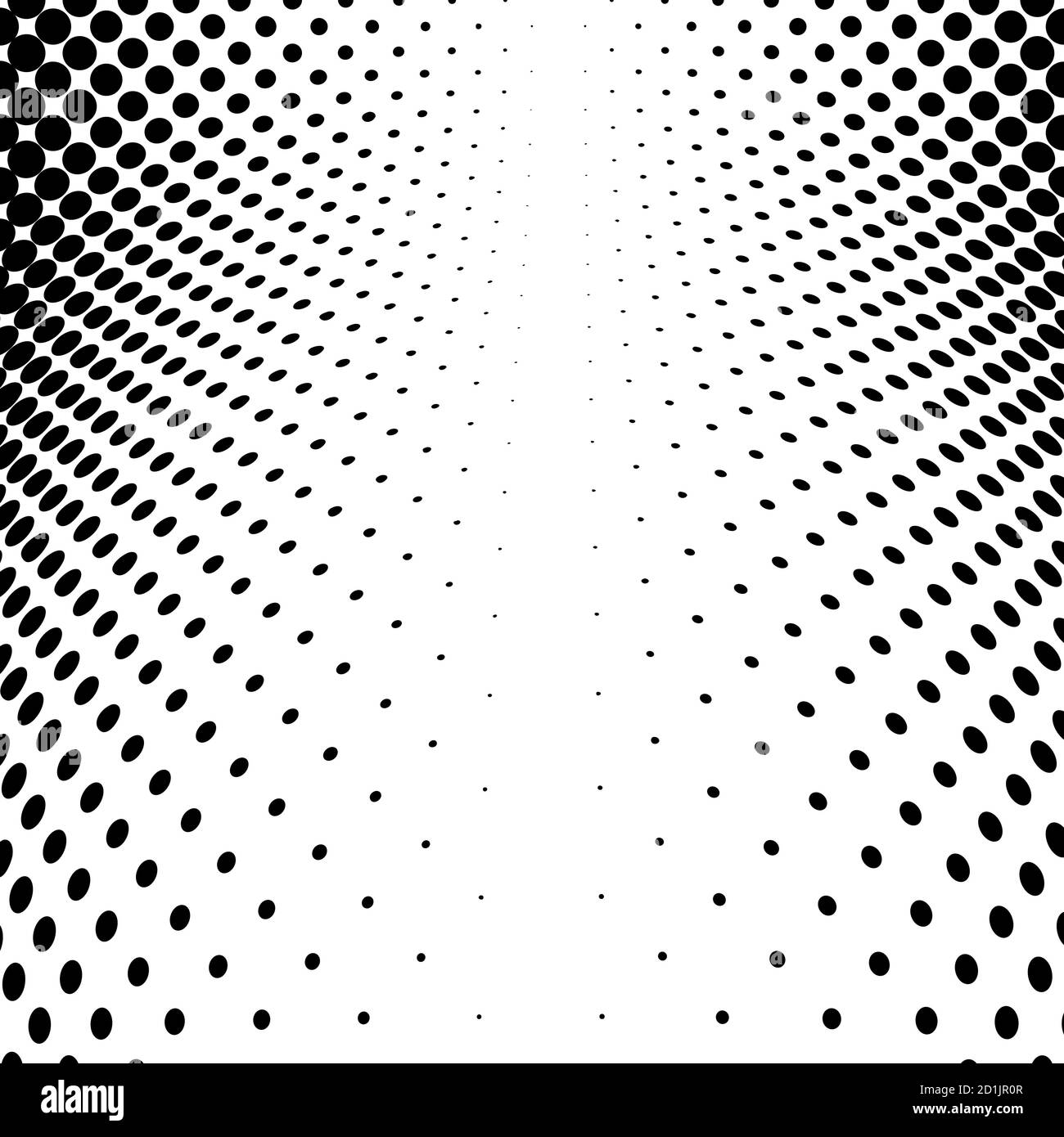 Spherical distortion halftone dots element. Orb, ball deform on bulge ...