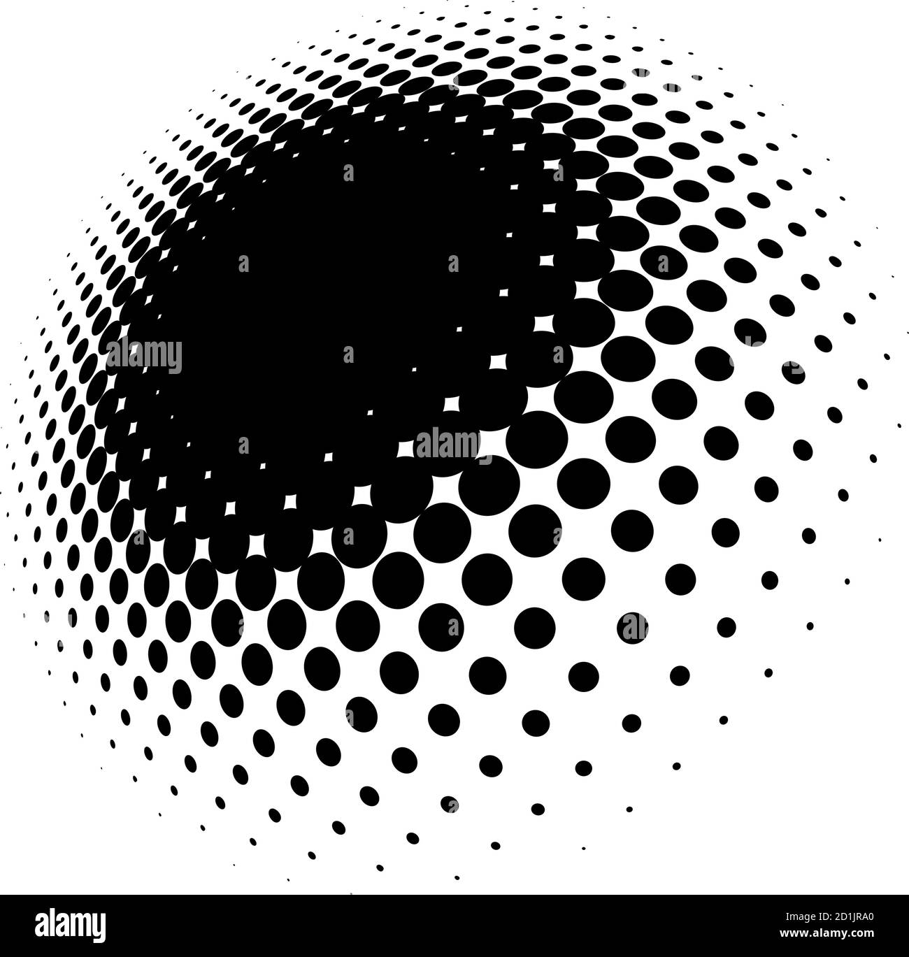 Spherical distortion halftone dots element. Orb, ball deform on bulge ...