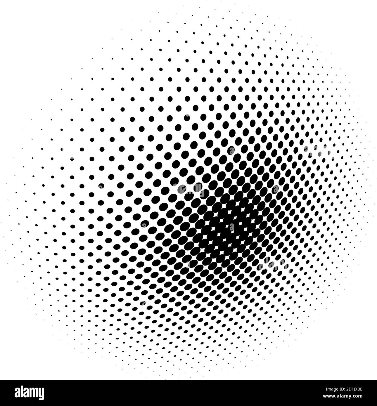 Spherical distortion halftone dots element. Orb, ball deform on bulge ...