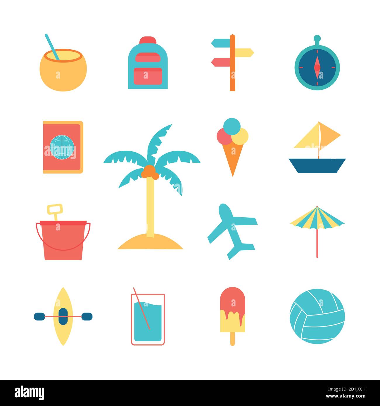 summer flat style symbols set vector design Stock Vector Image & Art ...