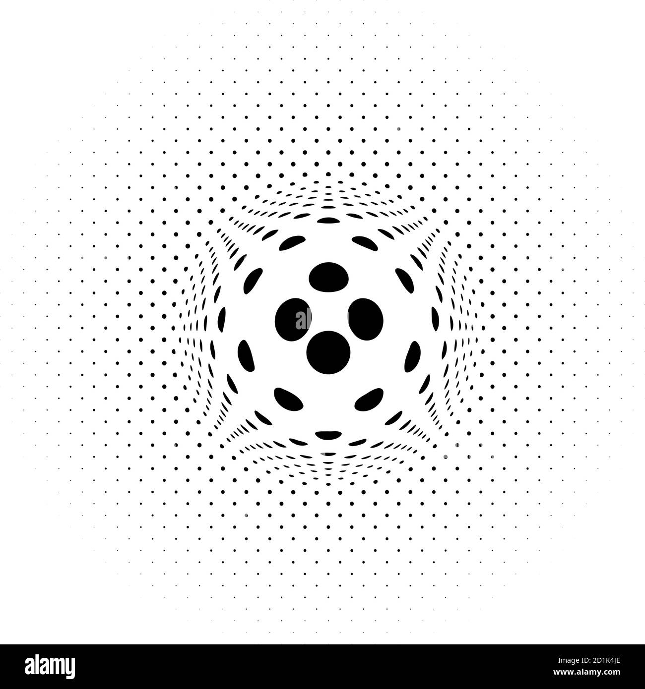Spherical distortion halftone dots element. Orb, ball deform on bulge ...