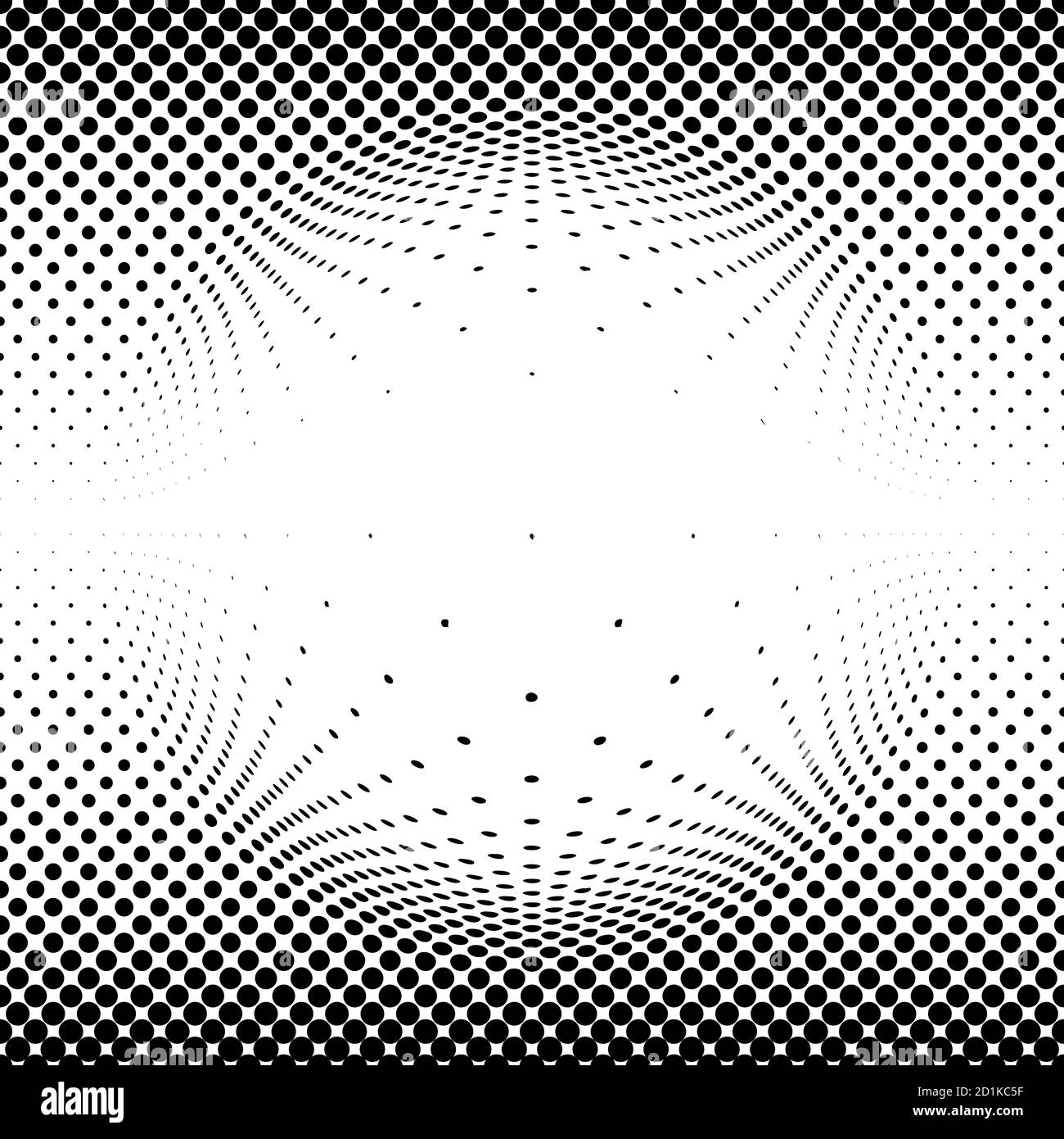 Spherical distortion halftone dots element. Orb, ball deform on bulge ...