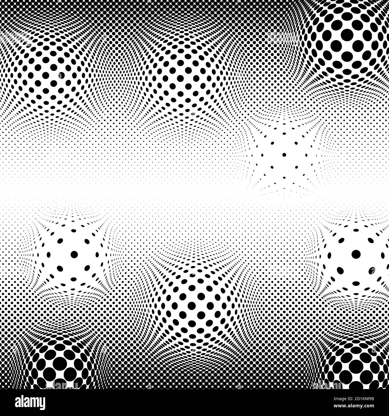 Spherical distortion halftone dots element. Orb, ball deform on bulge ...