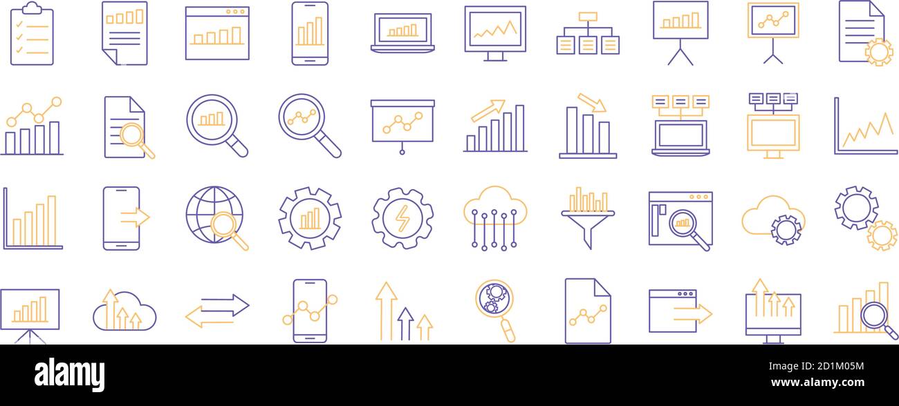 Data analysis line style symbol set vector design Stock Vector Image ...