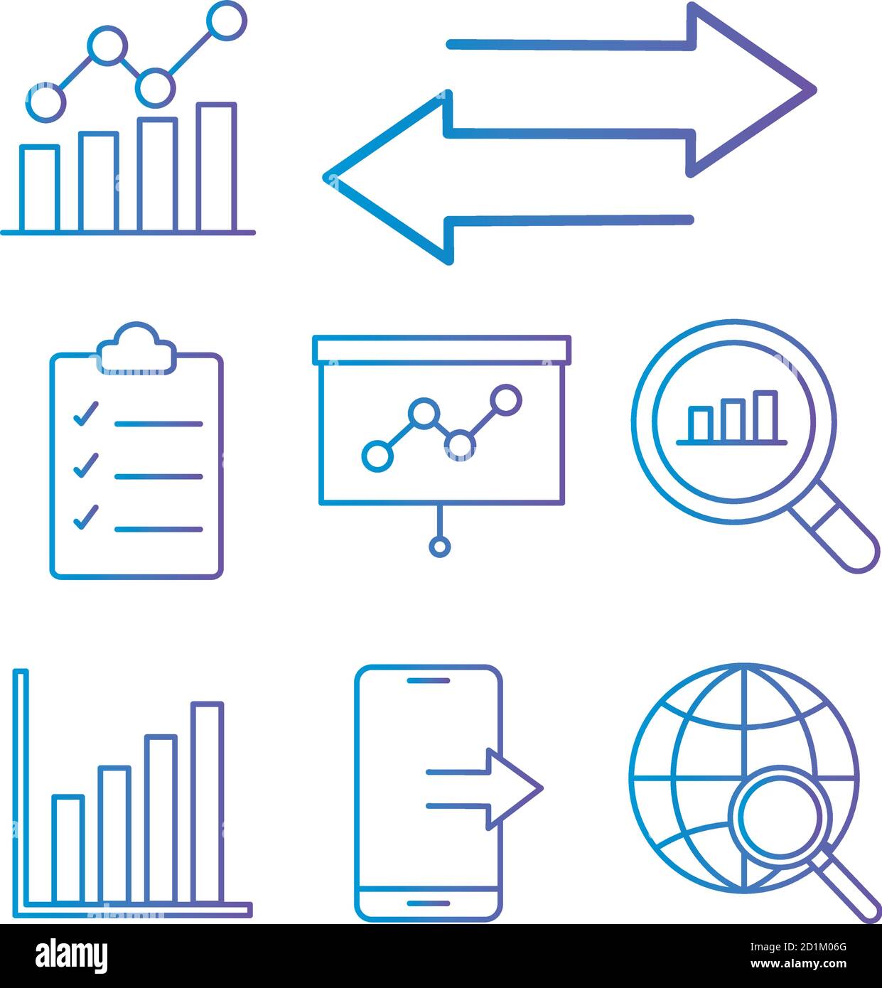 Data analysis gradient style icon set vector design Stock Vector Image ...