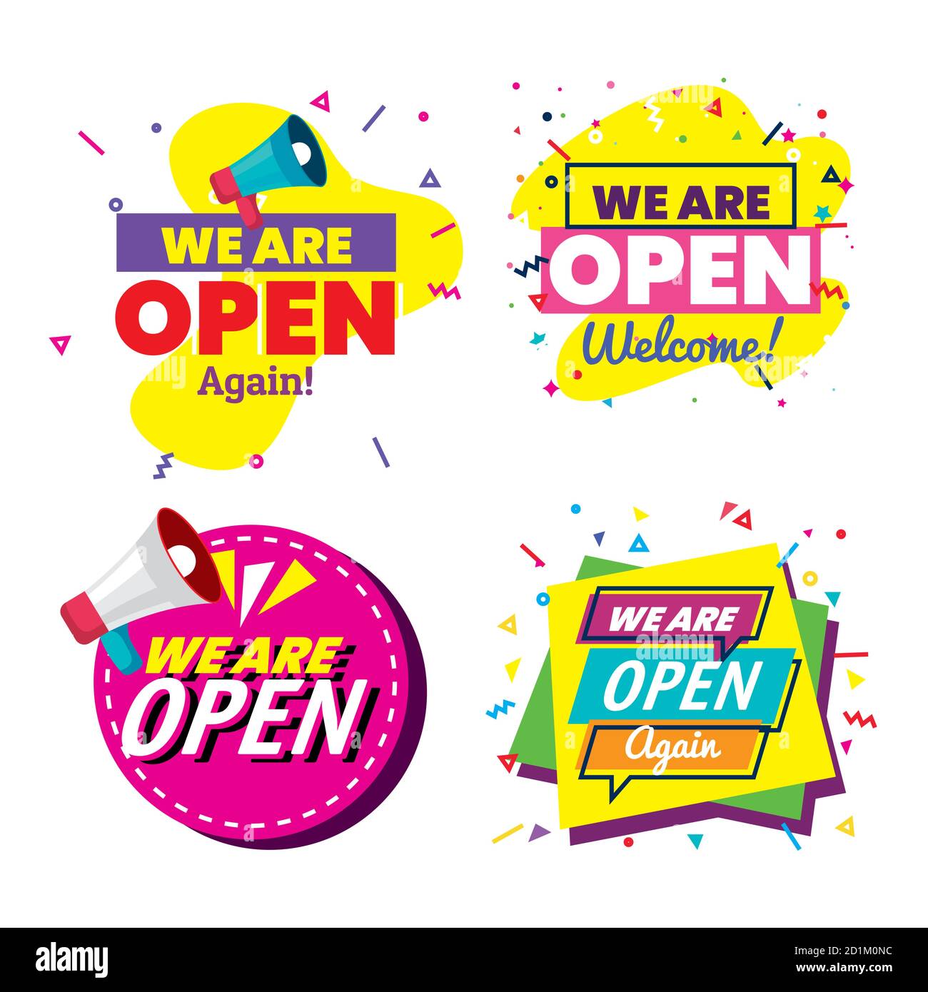 set banners of lettering we are open on white background Stock Vector ...