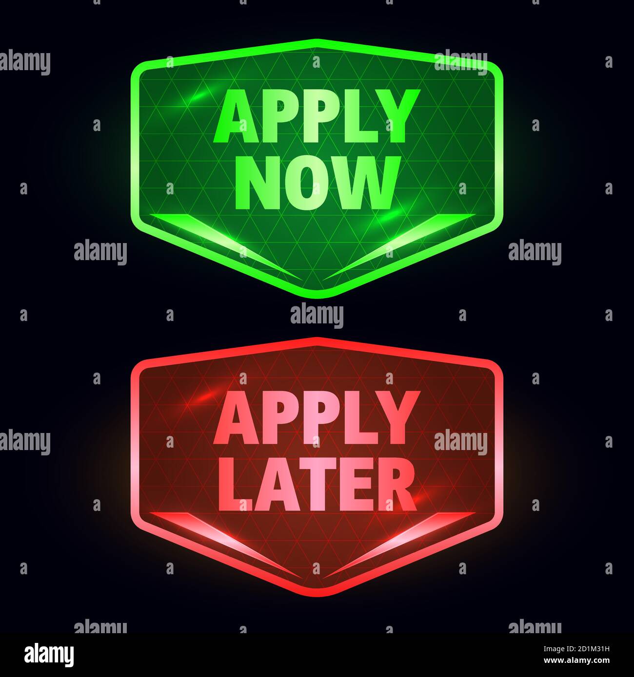 Apply now and later buttons in techno style, vector icons Stock Vector ...