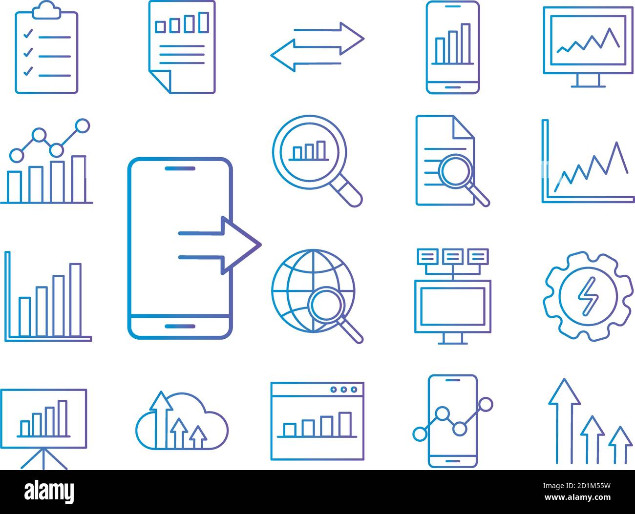 Data analysis gradient style icons collection vector design Stock ...
