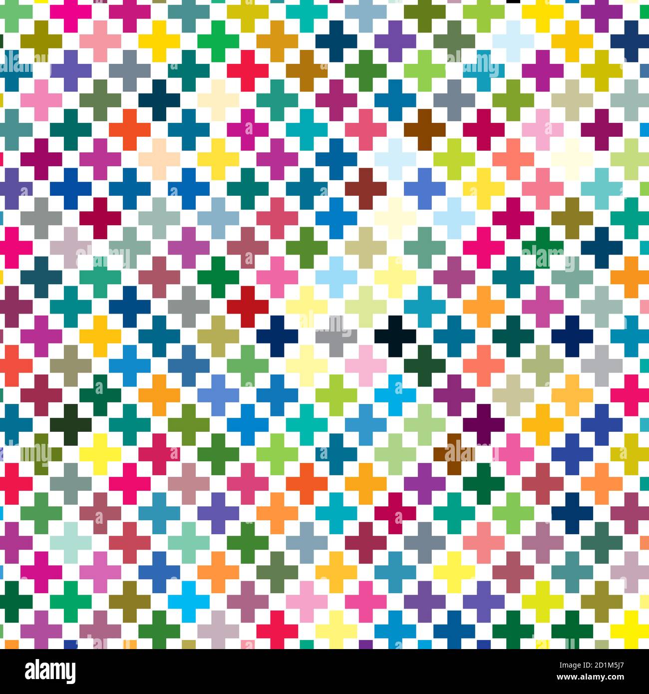 Cross, plus sign geometric seamlessly repeatable pattern, background, texture. Colorful, vivid ...