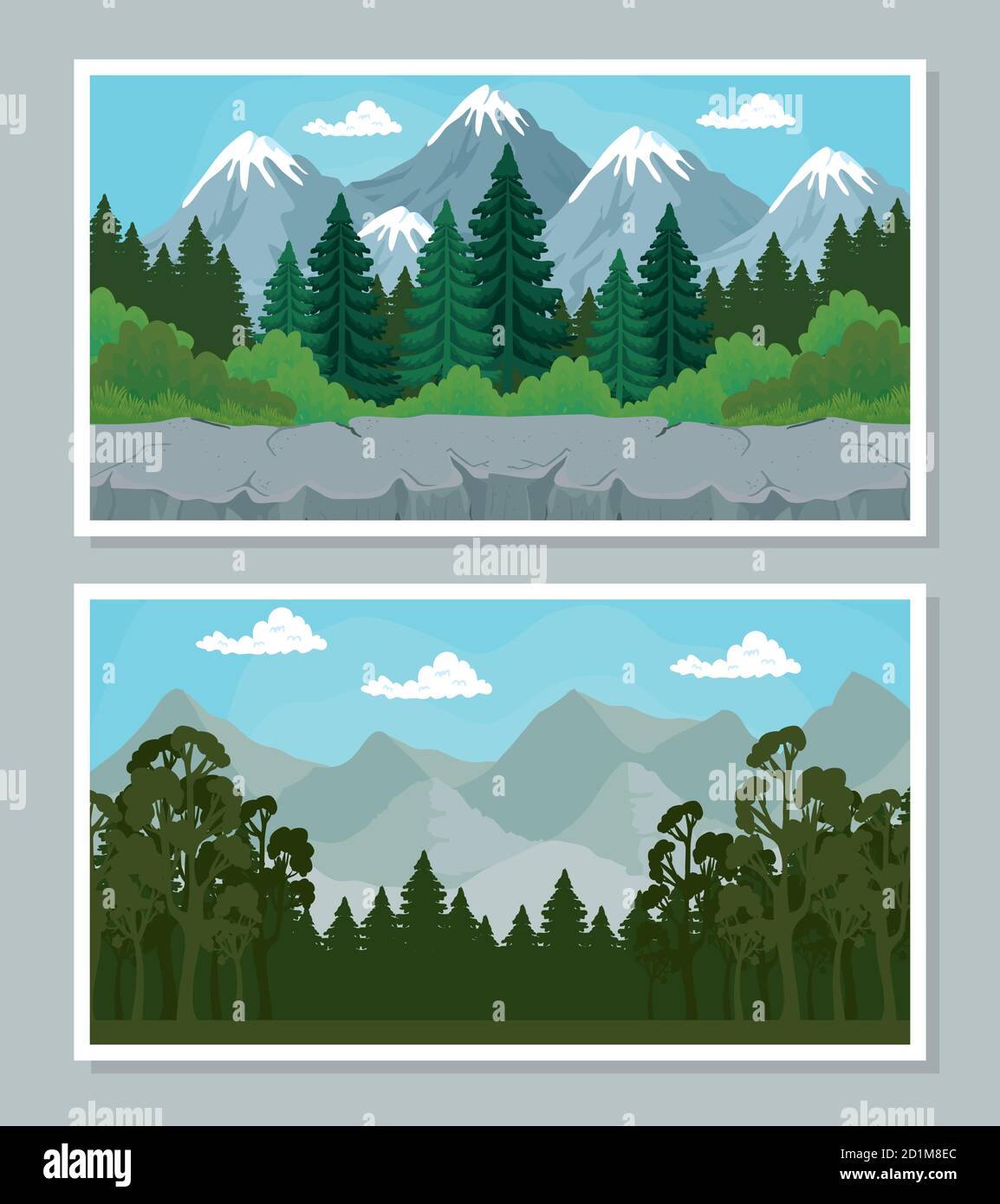 landscape of pine trees banners vector design Stock Vector Image & Art ...