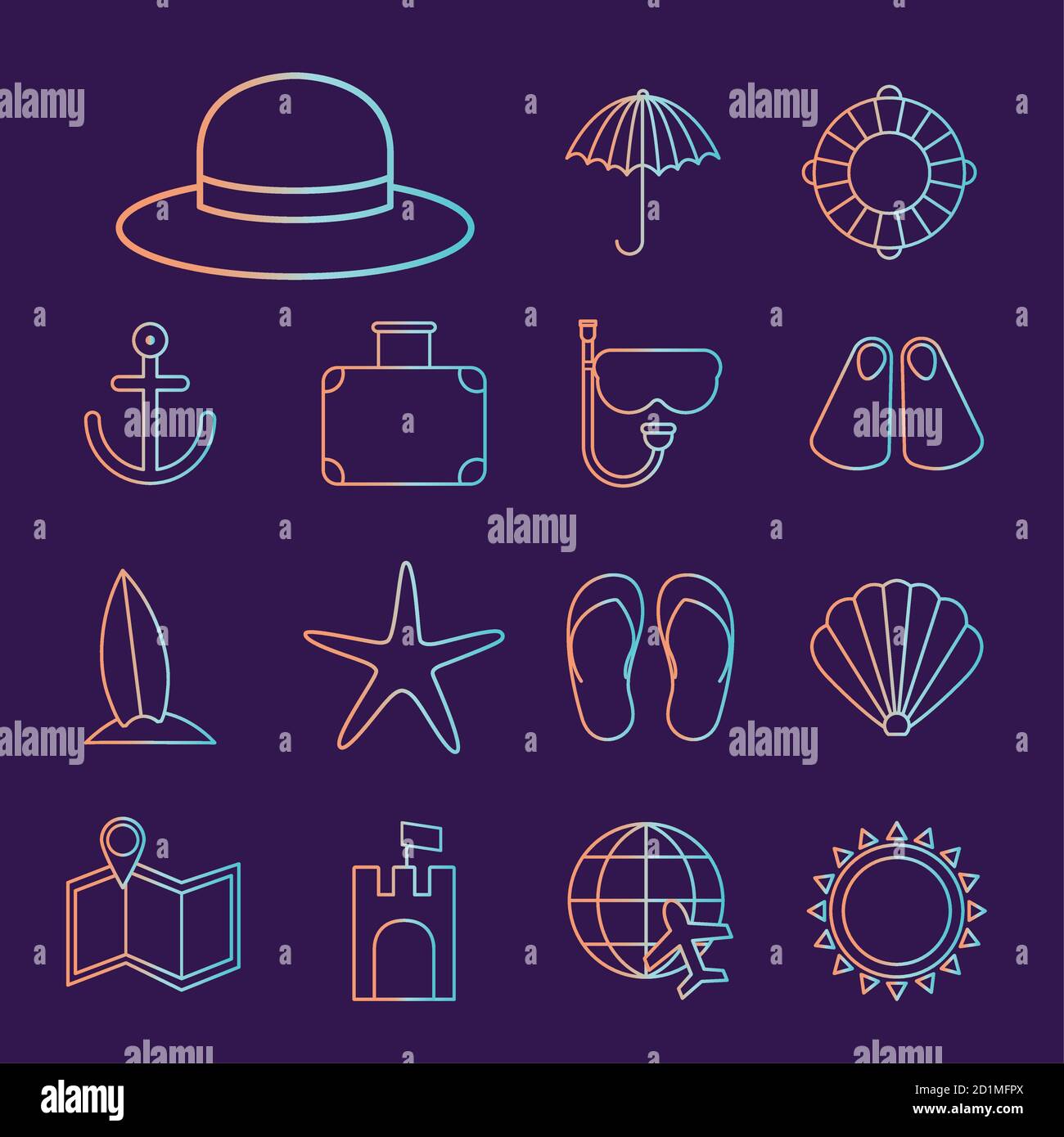 summer gradient style icon set vector design Stock Vector Image & Art ...