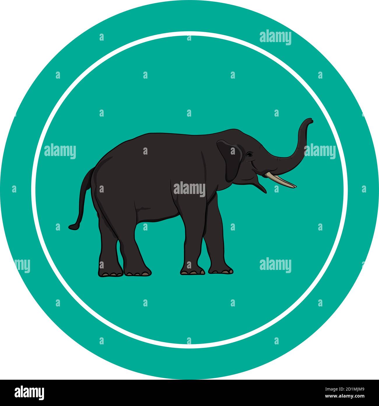 elephant walking in green circle, graphics design vector Illustration ...