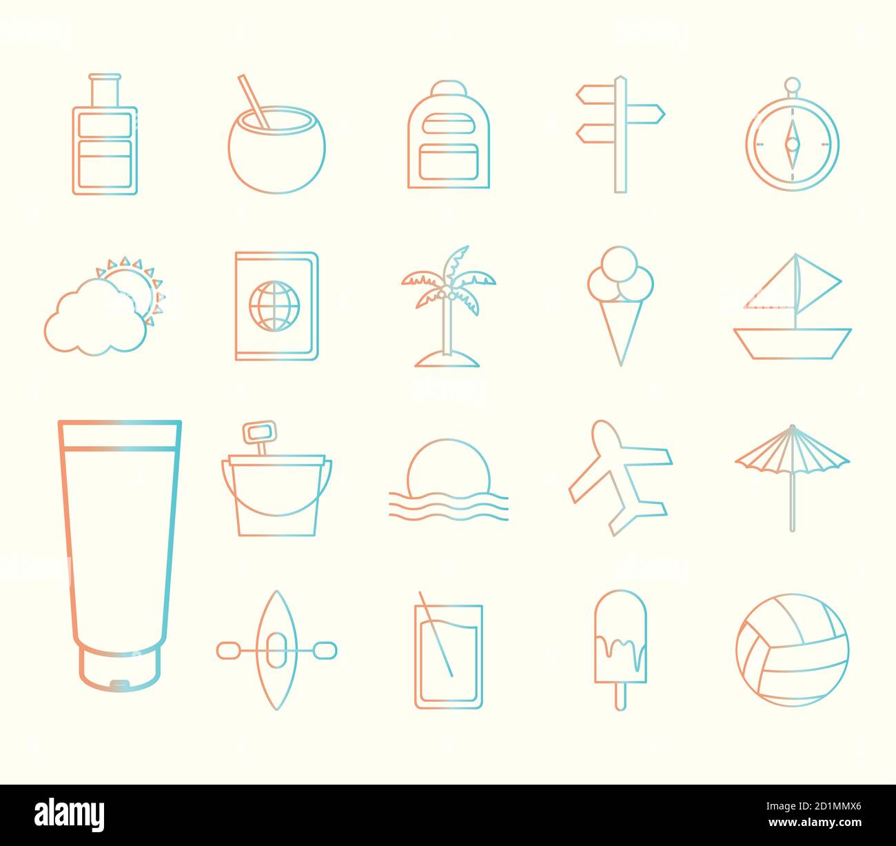 summer gradient style icons collection vector design Stock Vector Image ...