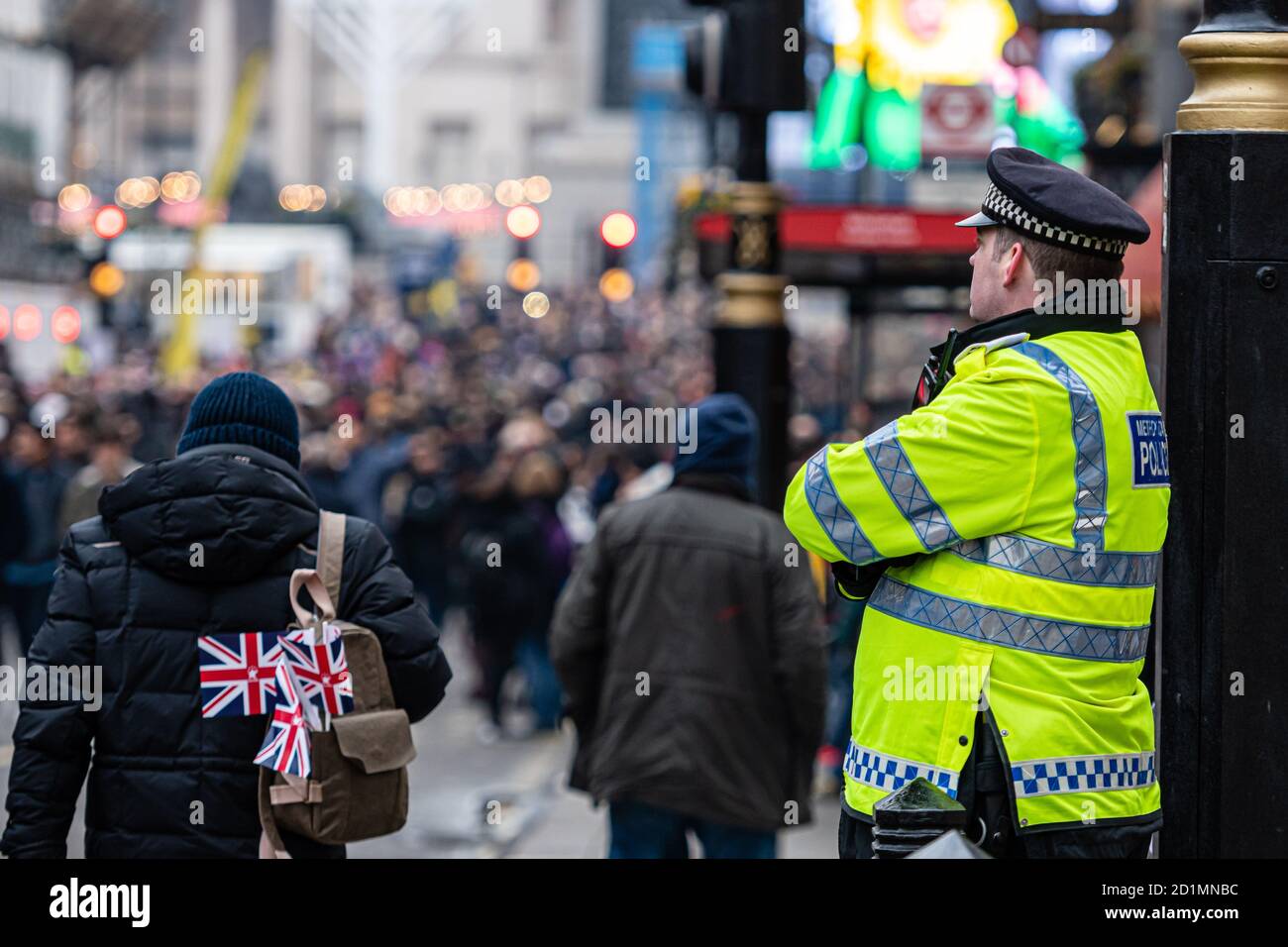 London, UK - January 1, 2020: Police patrols the streets at the London ...