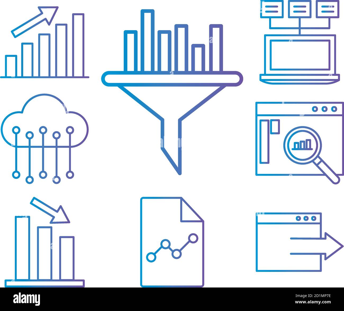 Data analysis gradient style set icons vector design Stock Vector Image ...