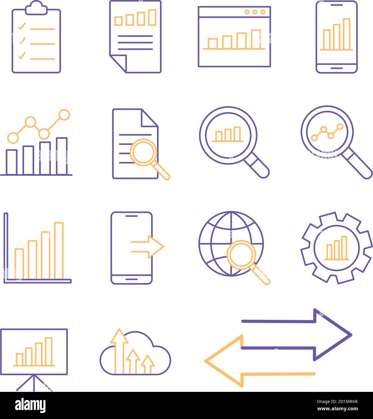 Data analysis line style icon set vector design Stock Vector Image ...