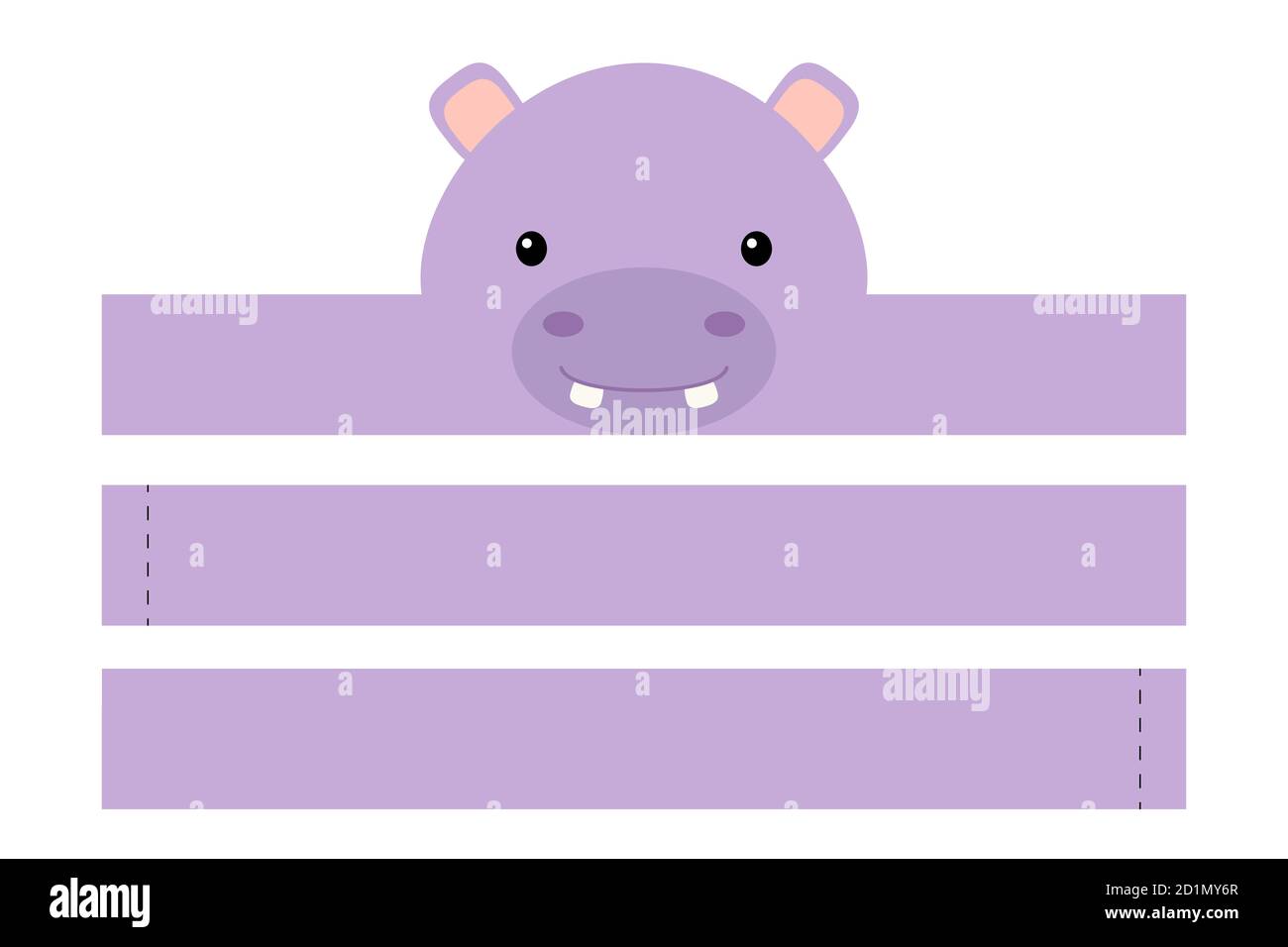 Printable hippo paper hat. Party crown die cut template for birthday ...