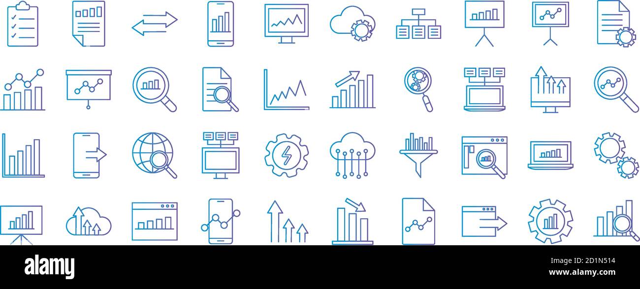 Data analysis gradient style symbol set vector design Stock Vector ...