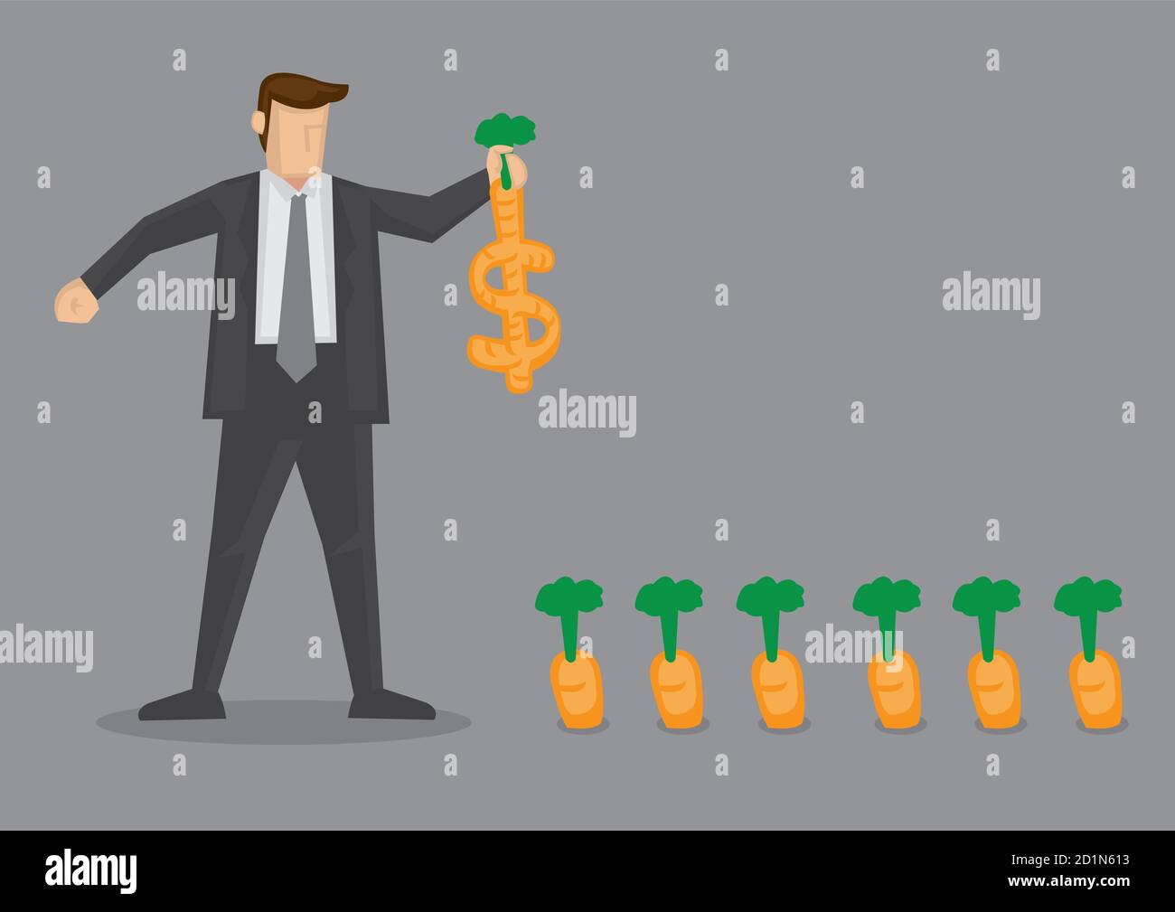 Cartoon businessman pulling out a dollar sign crop from the ground ...