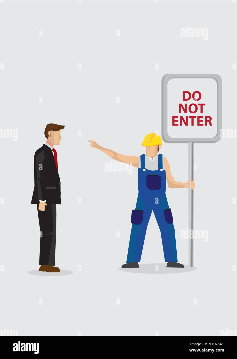 Vector illustration of cartoon construction worker character holding Do ...