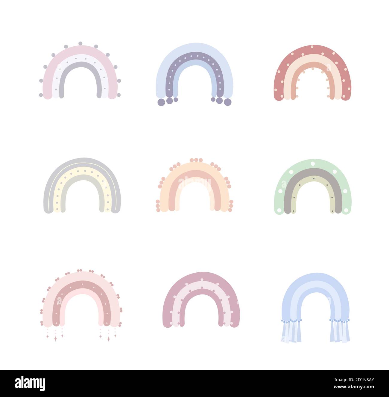 Rainbow in boho style. Cute rainbows in pastel colors. Scandinavian ...
