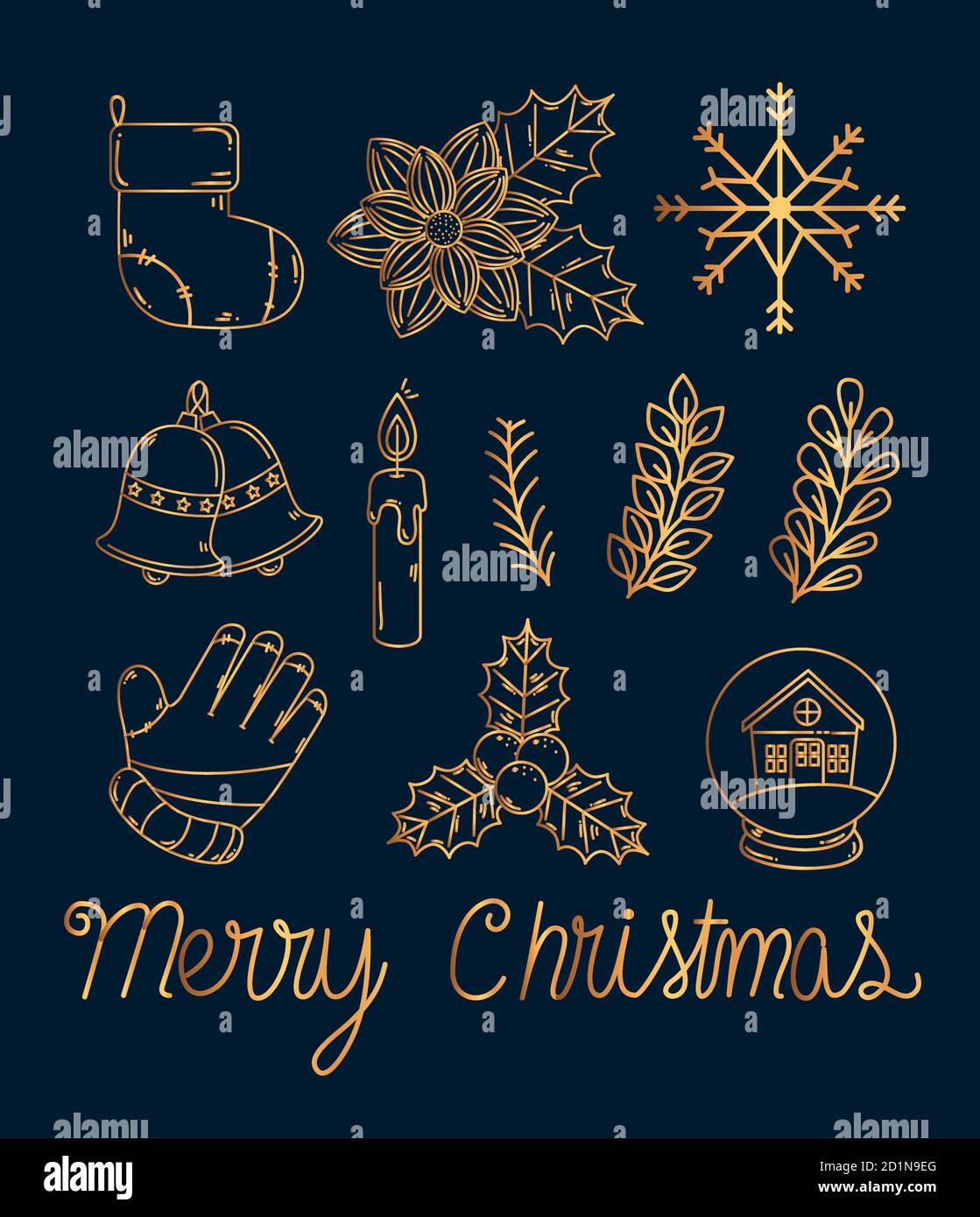 merry christmas gold icon set vector design Stock Vector Image & Art ...