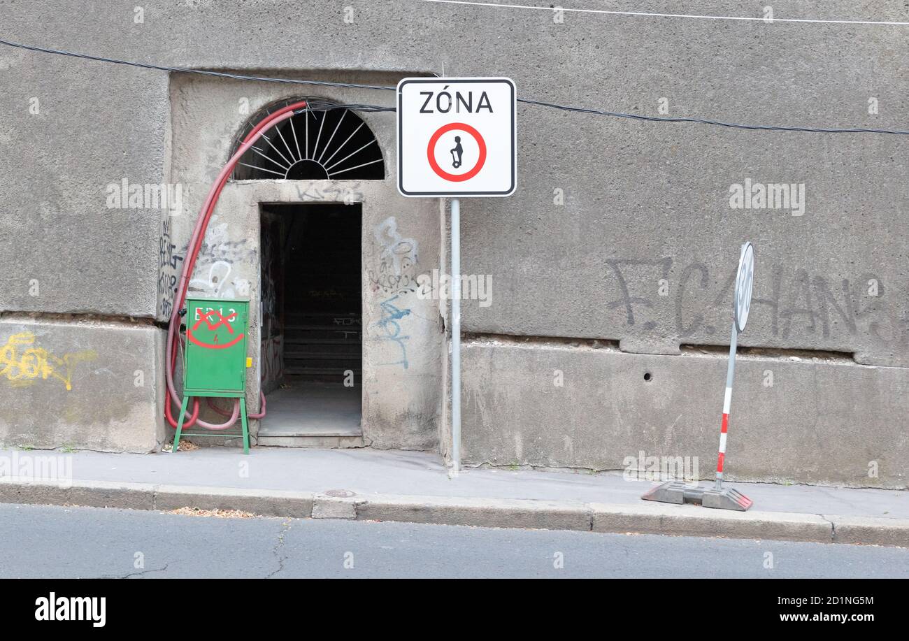 Segway free zone road sign in the streets of Prague Stock Photo - Alamy