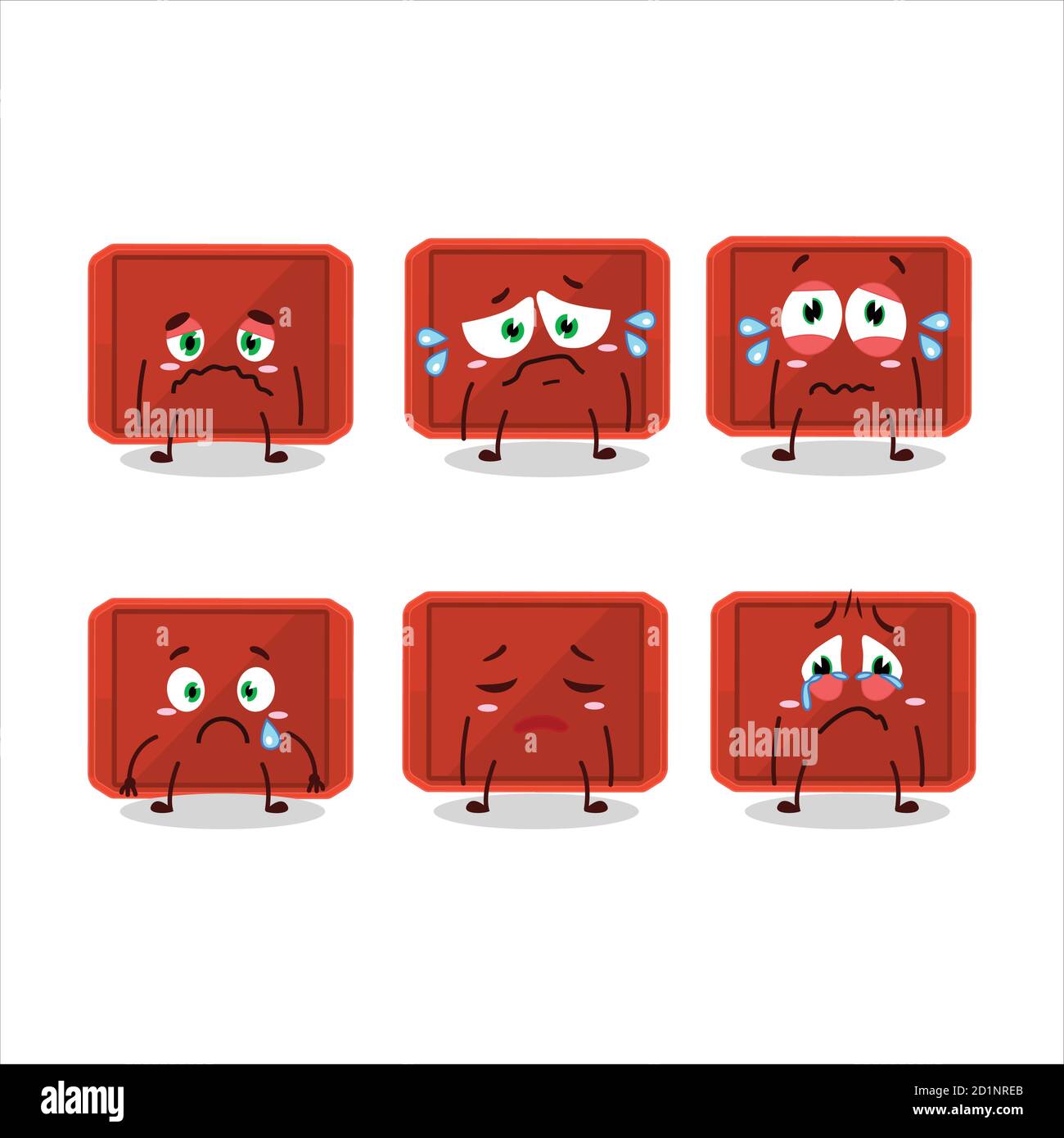 Red plastic tray cartoon character with sad expression Stock Vector ...