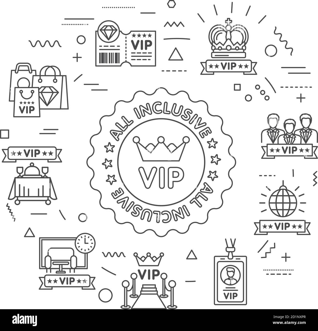 Vip service web banner. Infographics with linear icons on white ...