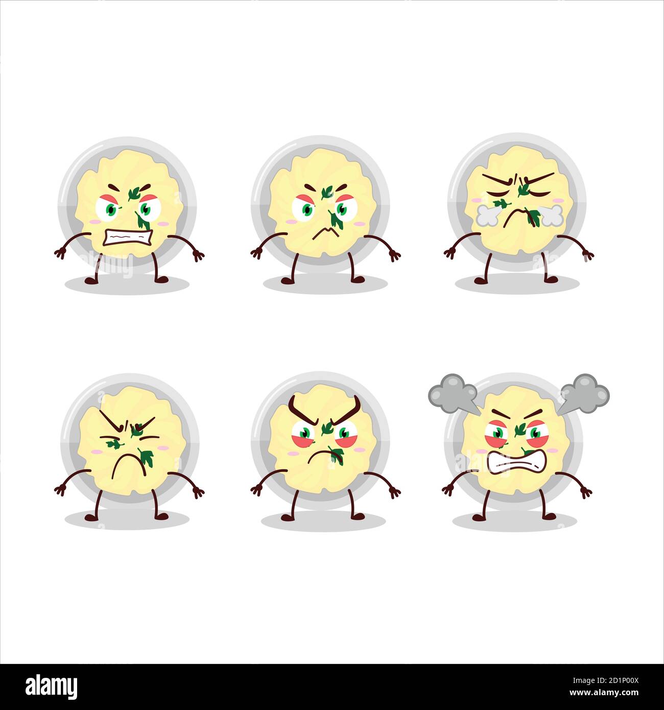 Mashed potatoes cartoon character with various angry expressions Stock ...