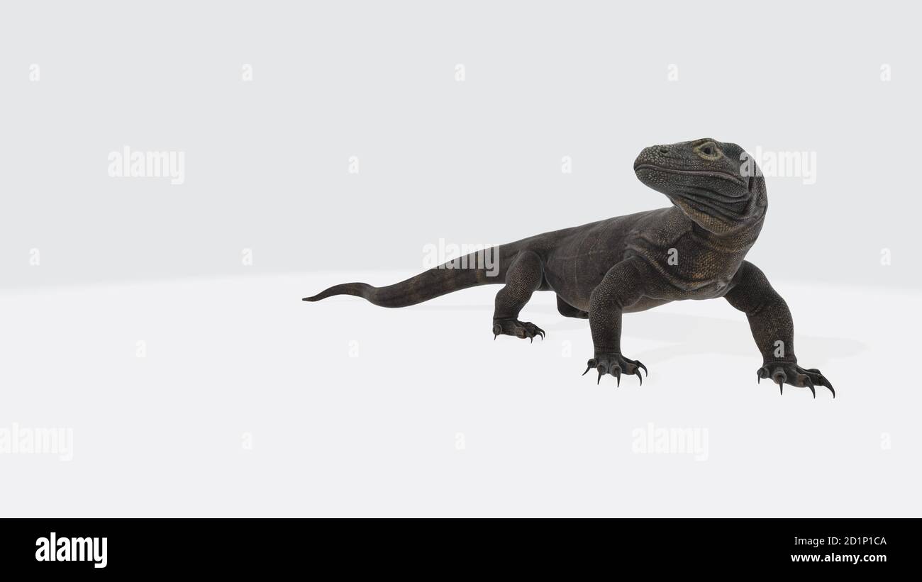 3D rendering of an immense Komodo dragon reptile character Stock Photo ...