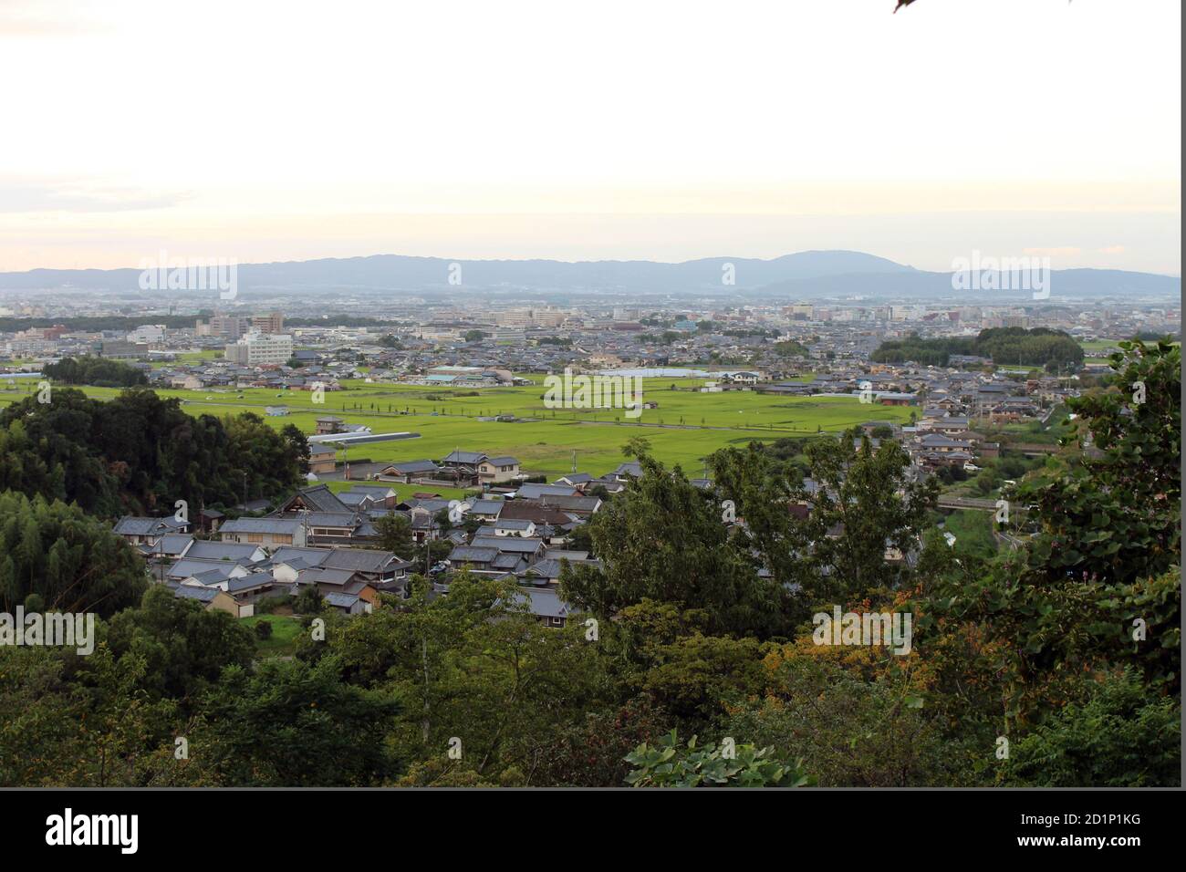 Asuka town in Nara as seen from Amakashi no Oka Observatory hill during ...