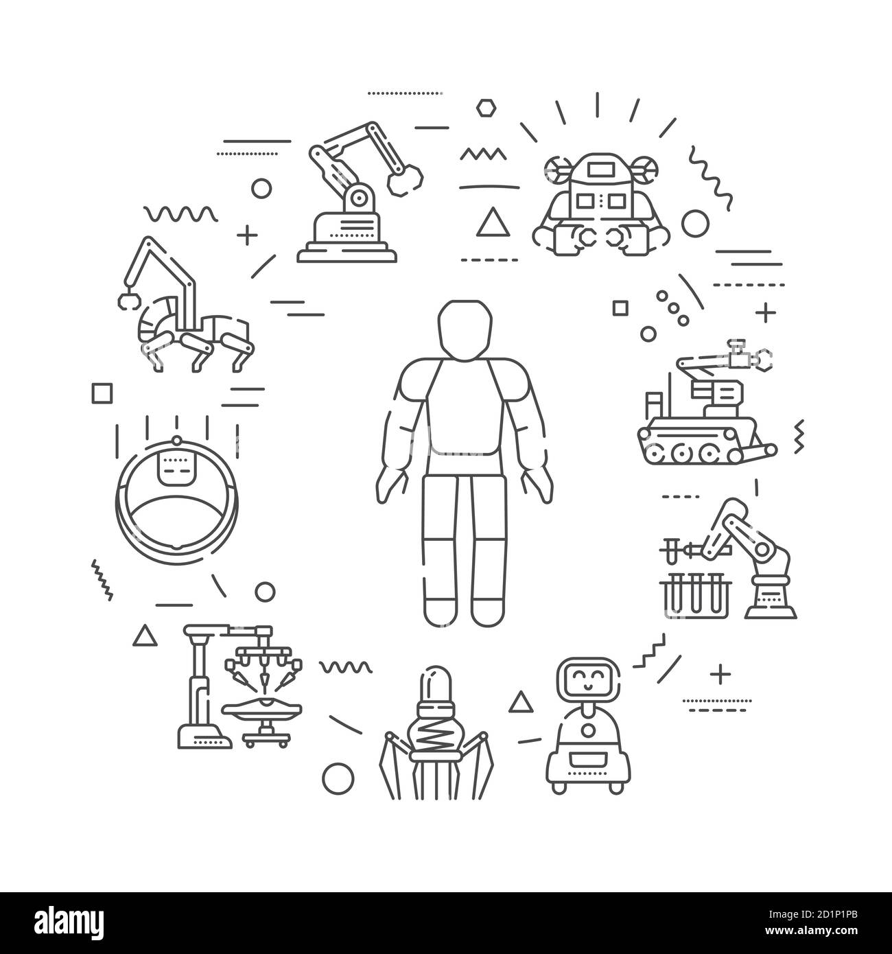 Robotics web banner. Innovation in technology. Assistants for people in ...