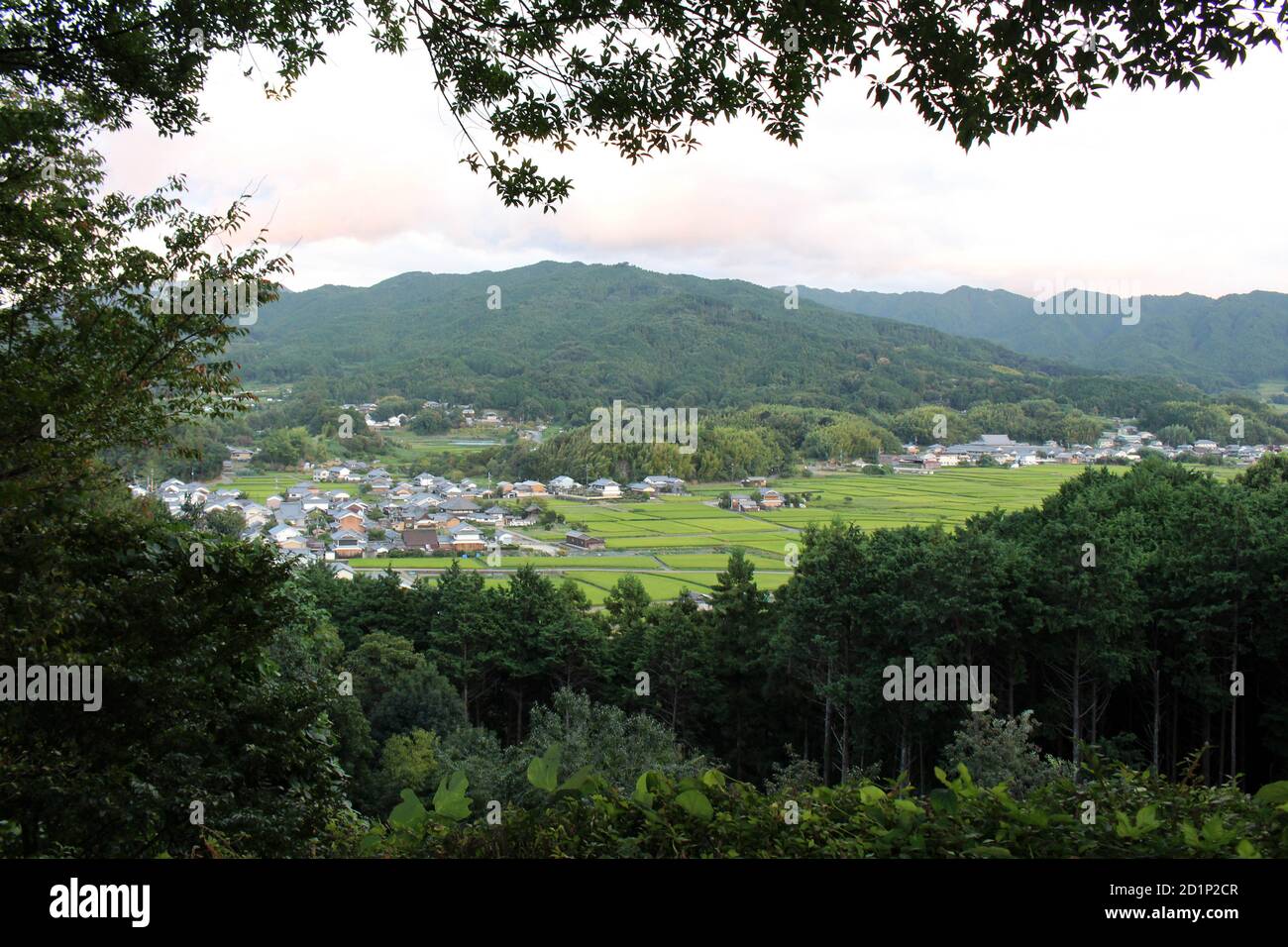 Asuka town neighborhood as seen from Amakashi no Oka Observatory during ...