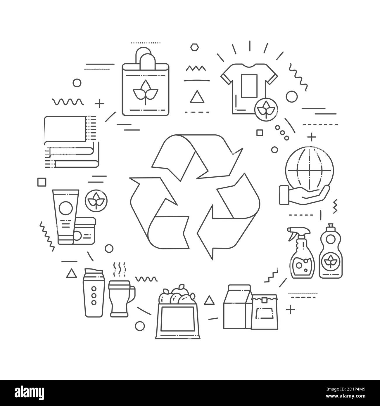 Zero waste web banner. Recyclable materials. Infographics with linear ...