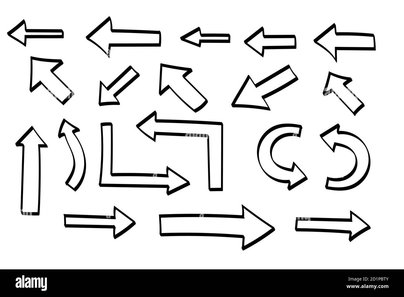 Doodle symbols pointer icons Black and White Stock Photos & Images - Alamy