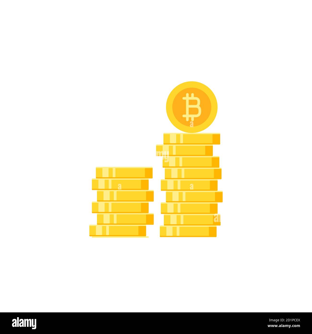 Stack of golden korean won coins. Flat gold icon. Isolated on white ...