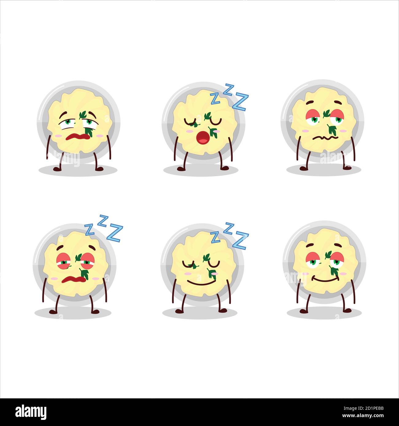 Cartoon character of mashed potatoes with sleepy expression Stock ...