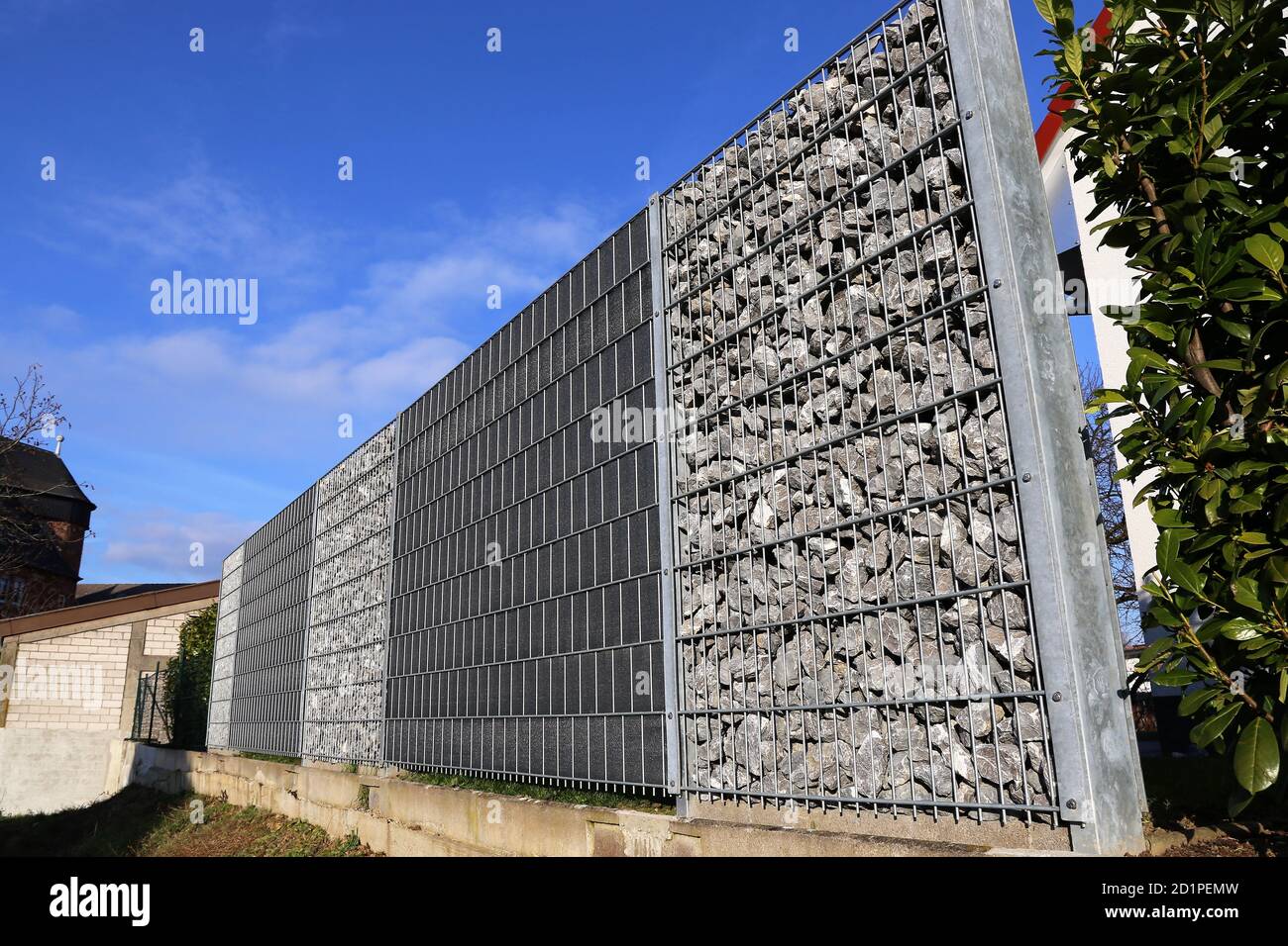 Gabion fence wall Stock Photo - Alamy