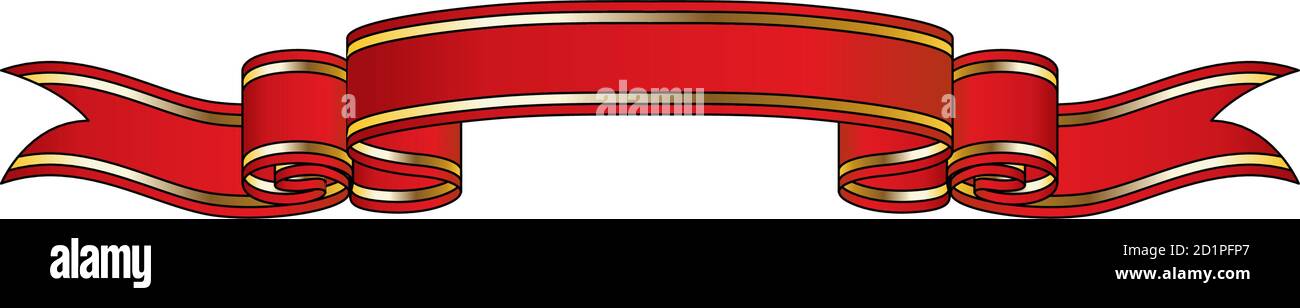 Red Ribbon With Golden Stripes and Editable Stroke. Vector Illustration ...