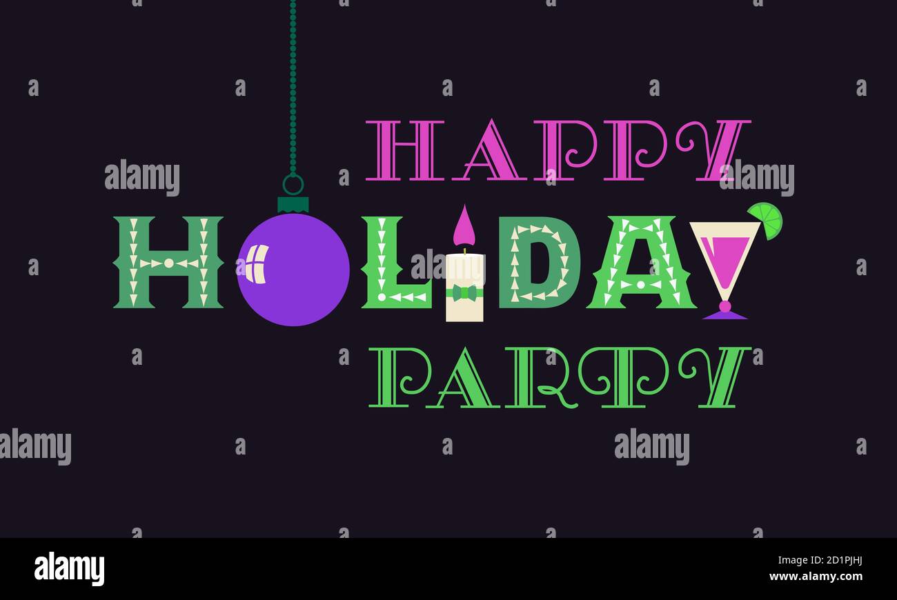 Christmas happy holiday party flat vector greeting Stock Vector Image ...