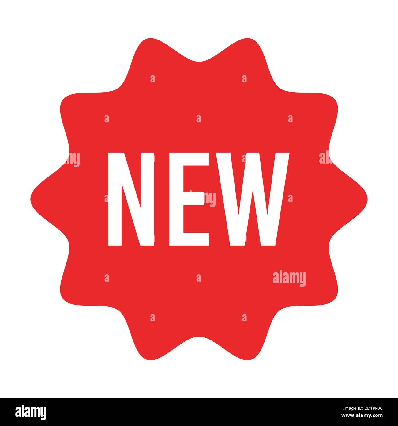 Red starburst sticker with new sign - circle sun and star burst badges ...