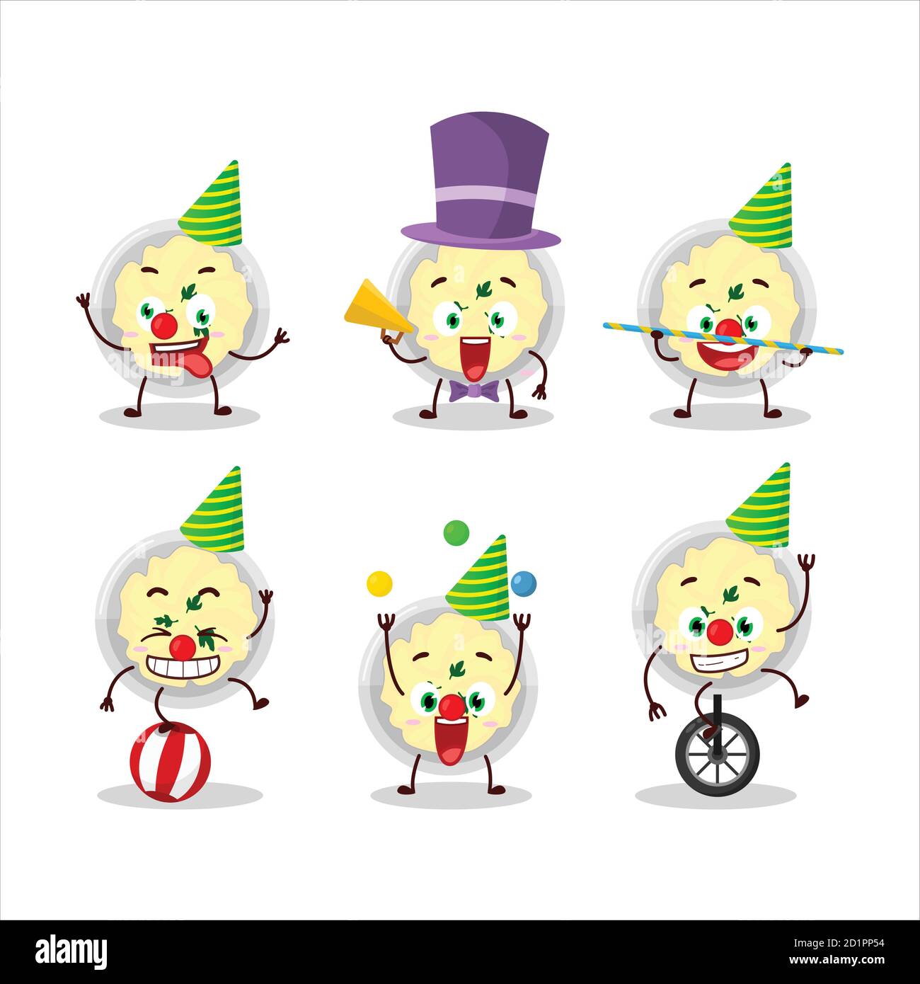 Cartoon character of mashed potatoes with various circus shows Stock ...