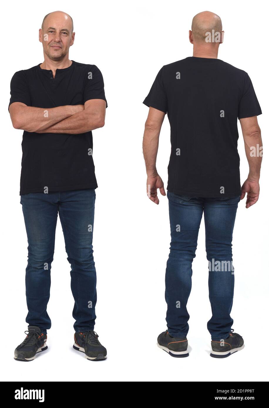 front and back of a man on white background Stock Photo - Alamy