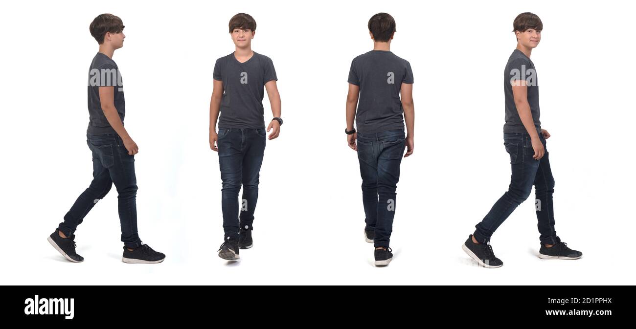 Teenager group jeans back view Cut Out Stock Images & Pictures - Alamy