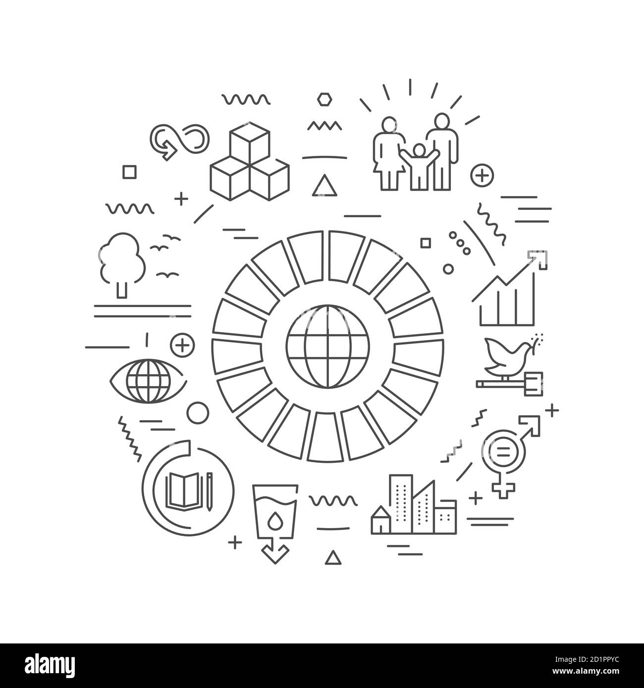 Sustainable development goals icons Black and White Stock Photos ...